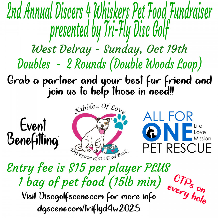 2nd Annual Discers 4 Whiskers® Pet Food Fundraiser hosted by Tri-Fly ...