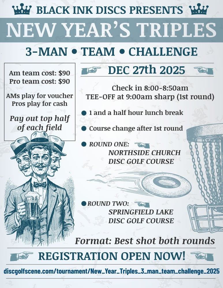 New Year Triples, 3-man team challenge · Disc Golf Scene