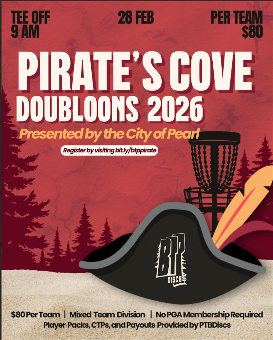 Pirate's Cove Doubloons 2026 Presented by City of Pearl · Disc Golf Scene