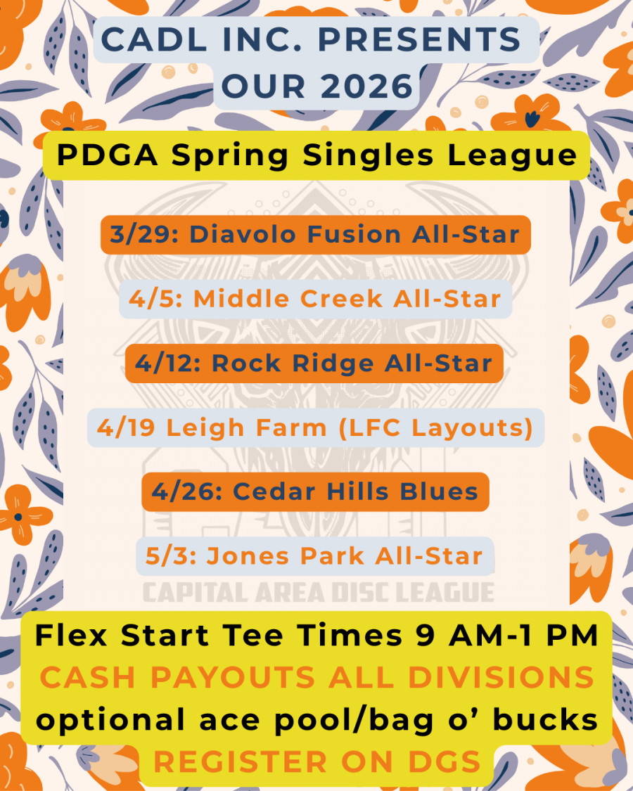 CADL Inc. Presents: 2026 Spring Sunday Singles League (Week 1) - A Cary ...