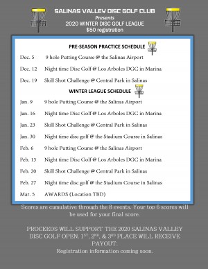 2020 Winter Disc Golf League - Salinas Valley Open Fundraiser (2020 ...