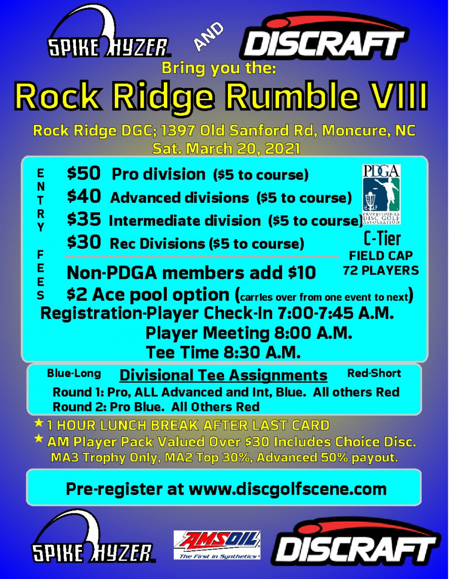 Discraft Presents: Spike Hyzer's:Rock Ridge Rumble VIII (2021, Spike ...