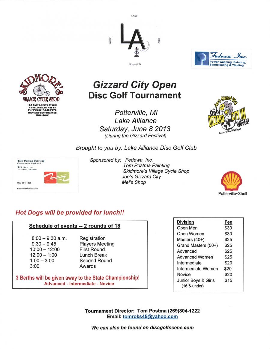 Gizzard City Open (2013, Lake Alliance Disc Golf Club) · Disc Golf Scene