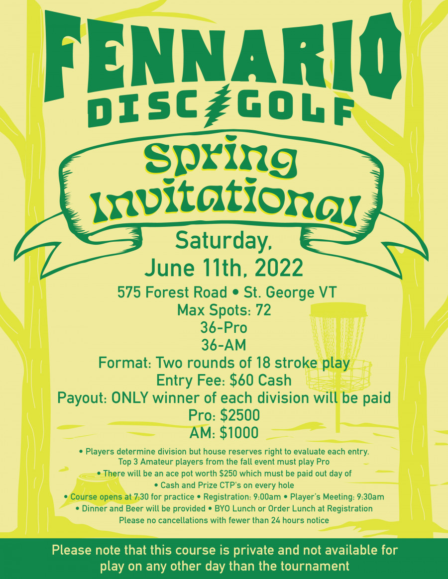 Fennario Disc Golf Spring Invitational (2022, Disc Golf Vermont) · Disc ...
