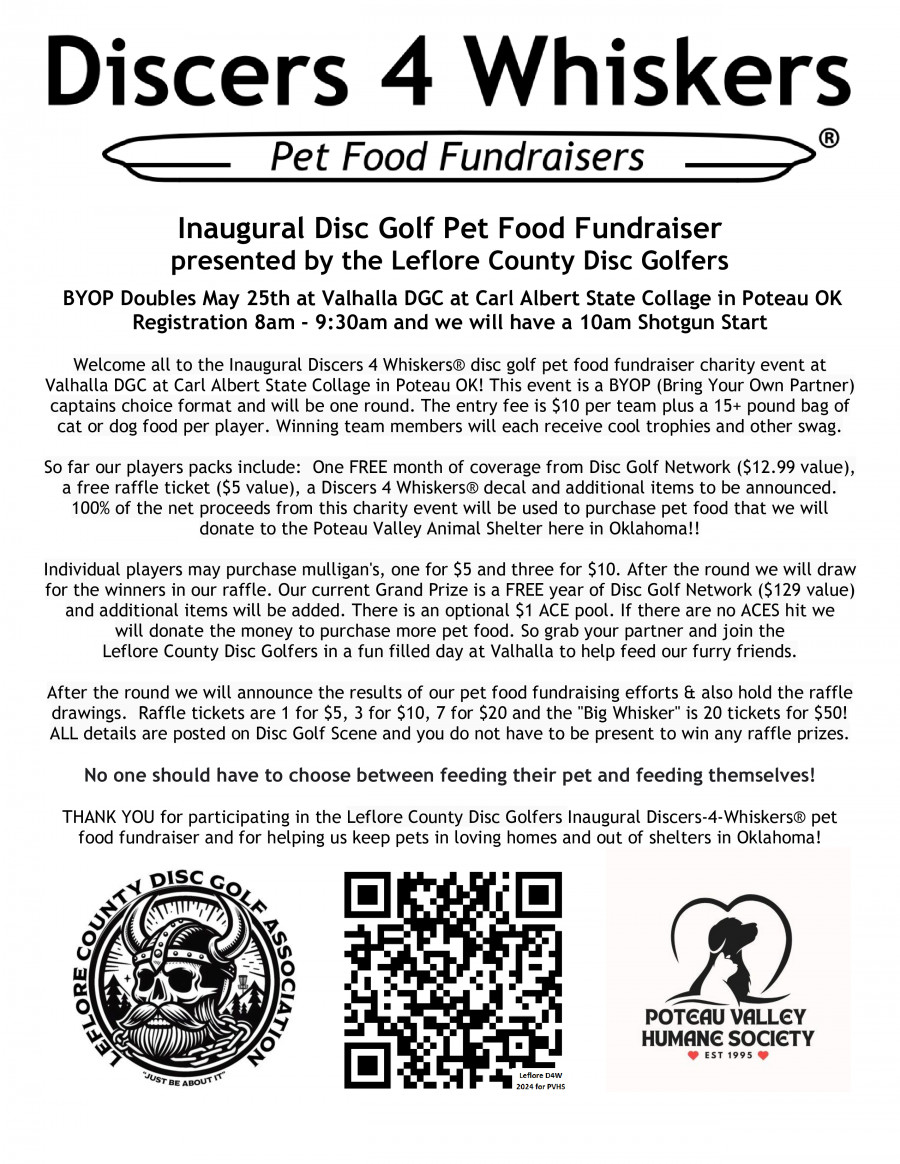Inaugural Discers 4 Whiskers® presented by Leflore County Disc Golfers ...