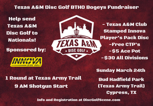 Texas A&M Disc Golf BTHO Bogeys Fundraiser at Texas Army Trail ...