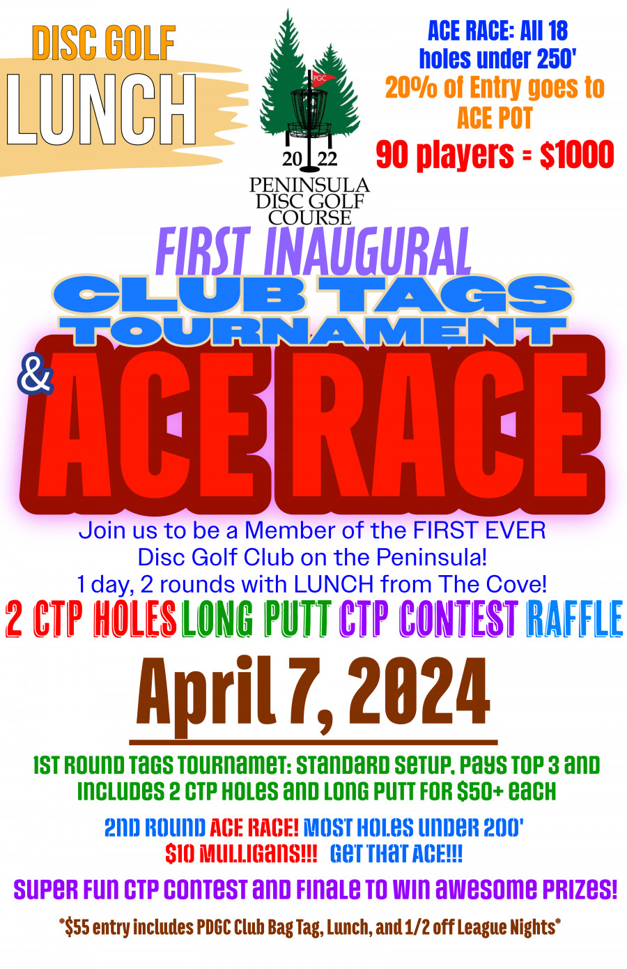 $400-$1000 ACE RACE & Bag Tag Tournament (2024, Peninsula Disc Golf ...