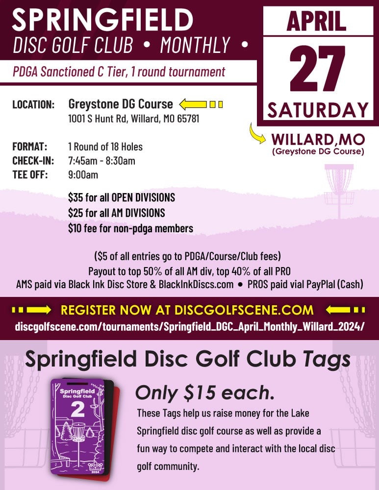 Springfield DGC April Monthly (Willard) (2024, Black Ink) · Disc Golf Scene