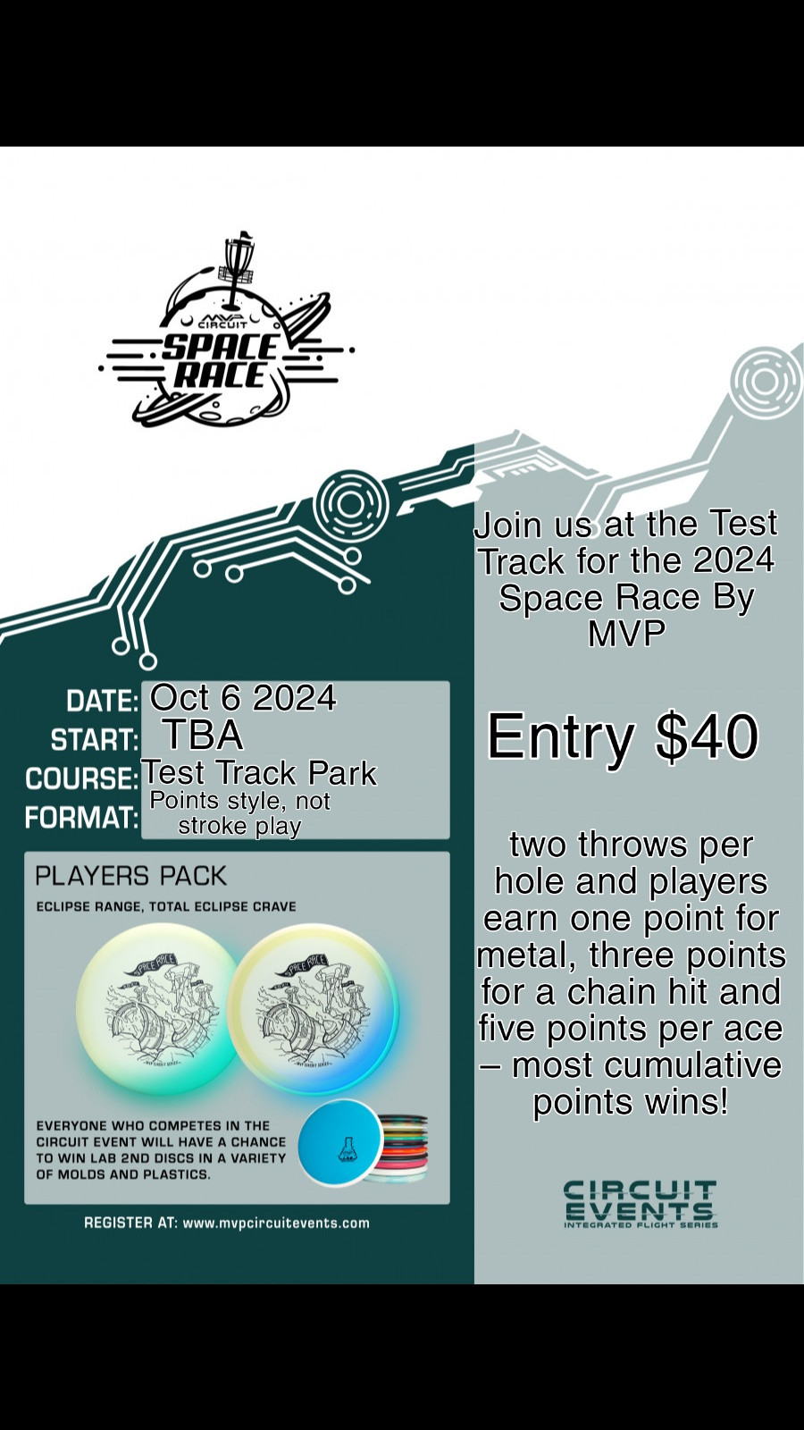 Test Track Park Space Race (2024, Test Track Park Disc Golf) · Disc ...