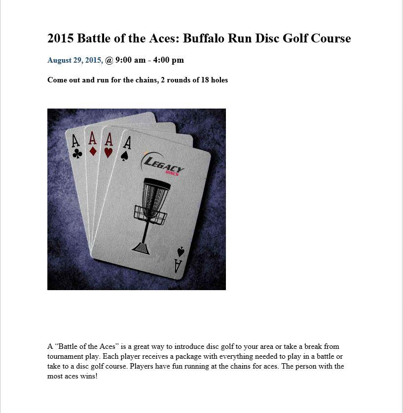 Battle of the Aces â€“ Buffalo Run DGC (2015, Eagle Hill Disc Golf Club ...