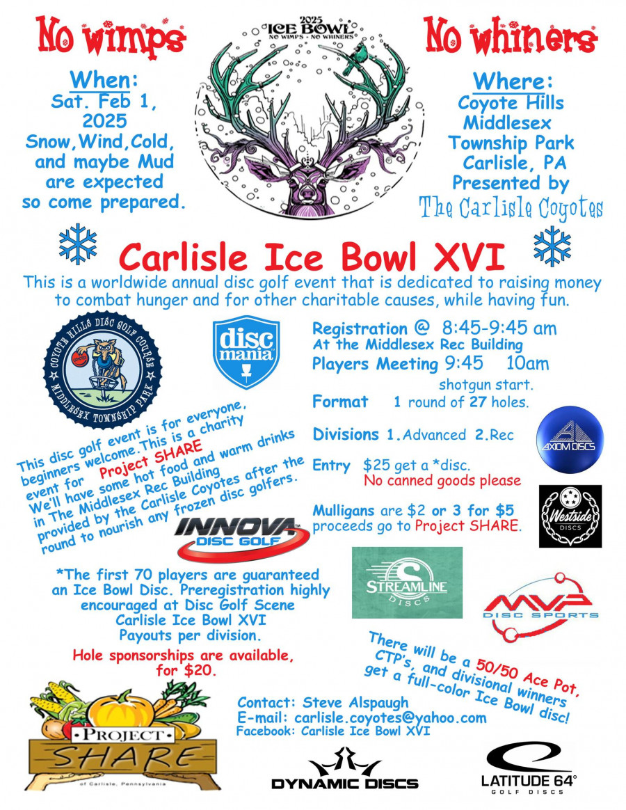 Carlisle Ice Bowl XVI (2025, Carlisle Coyotes) · Disc Golf Scene
